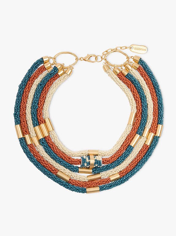 MULTI-COLLAR TUBULAR MAXI WITH BEADS