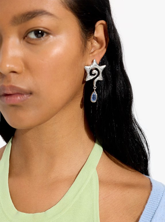 STAR SPIRAL EARRINGS WITH DROP PENDANT