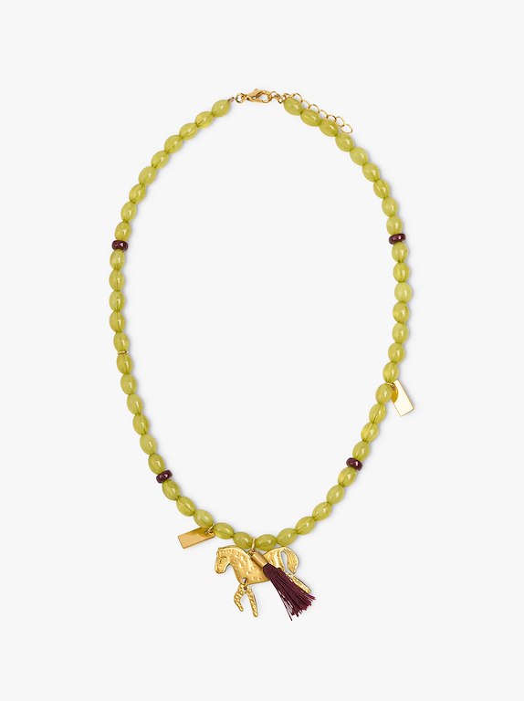 BEADED NECKLACE WITH HORSE PENDANT