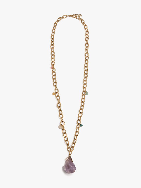 LONG NECKLACE OF LINKS WITH STONE