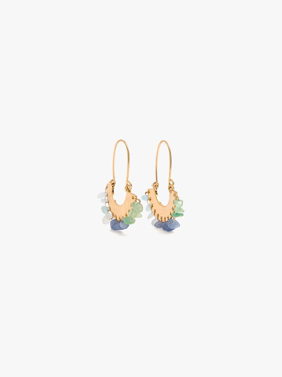 HOOP EARRINGS WITH IRREGULAR STONES