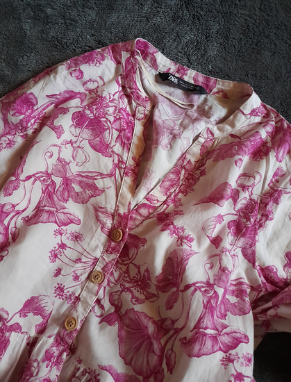 Zara poplin cvetna haljina-(100%pamuk)