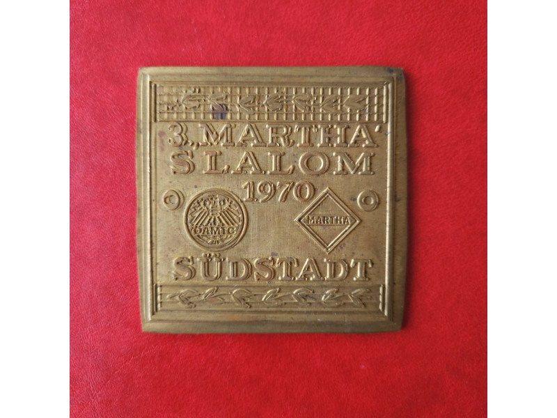3. Martha slalom 1970 - Austrija - plaketa