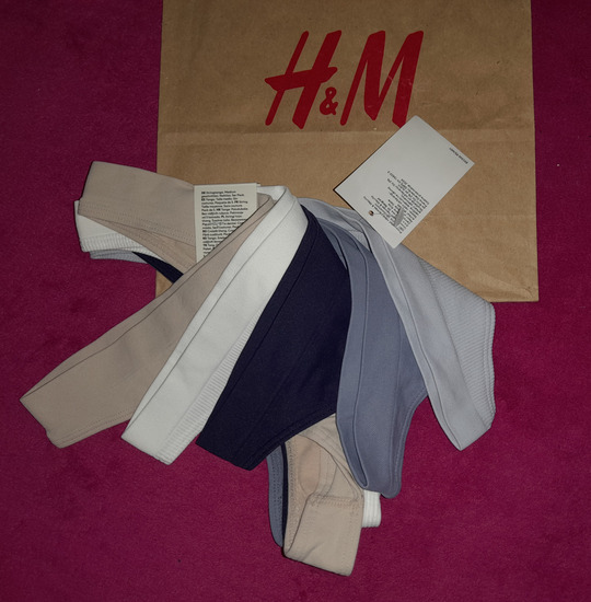 H&M 5kom bež,bele,teget,plave tange NOVO!%