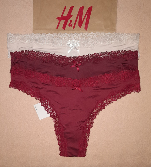 H&M 3kom nude,crvene,bordo brazilke NOVO!%