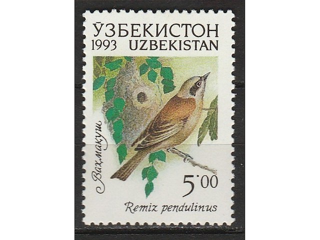 Uzbekistan - 1993 - Senica, ptica