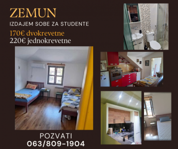 ZEMUN, IZDAJEM JEDNOKREVETNE I DVOKREVETNE SOBE