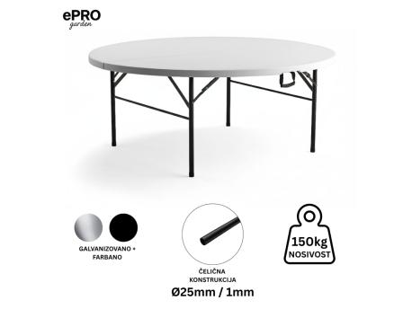 EPRO Garden sklopivi baštenski sto Ø122 74cm, metal-plastika