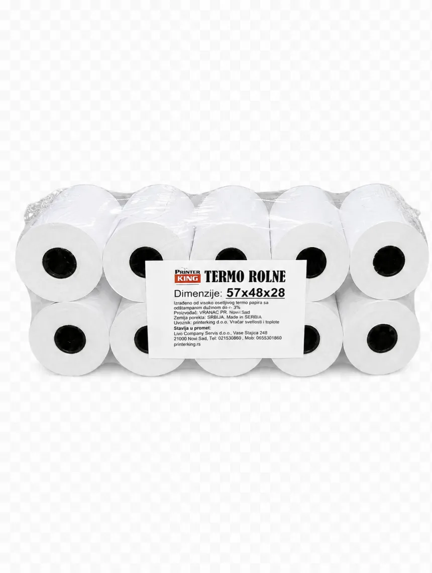 TERMO ROLNA PRINTERKING 57mm / fi-48 / 28m - Pakovanje 10 komada