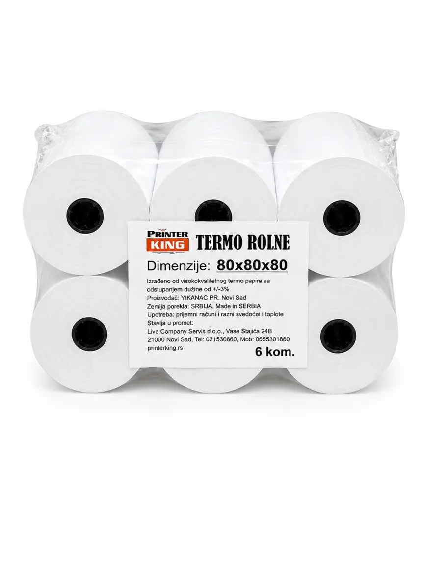 TERMO ROLNA PRINTERKING 80mm / fi-80 / 80m - Pakovanje 6 komada