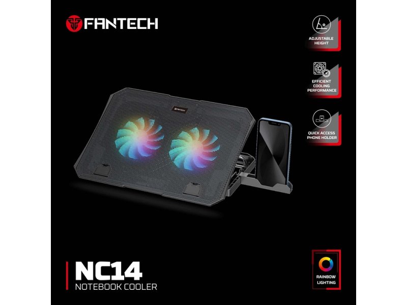 FANTECH LAPTOP COOLER NC14 RGB CRNI