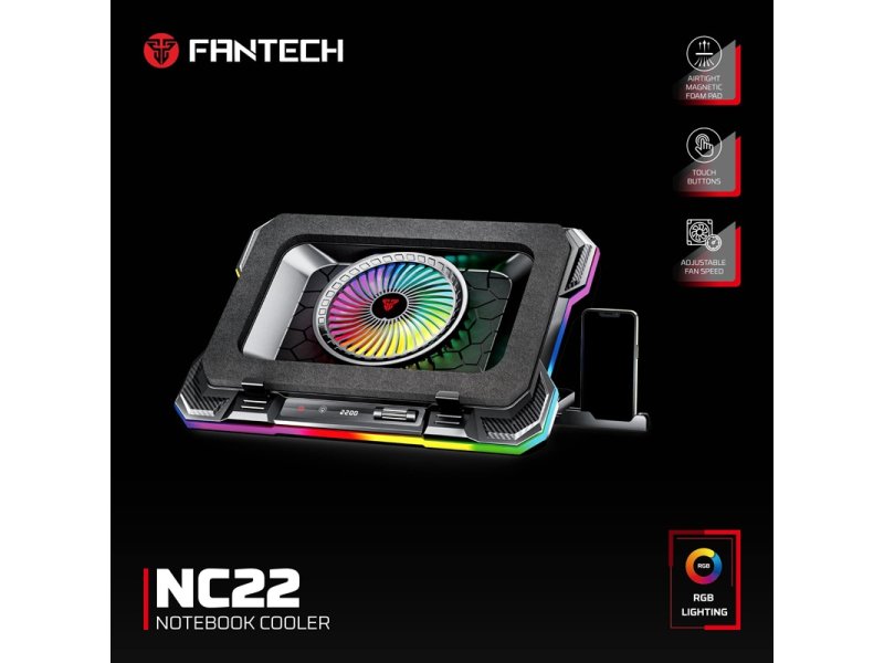 FANTECH LAPTOP COOLER NC22 RGB CRNI