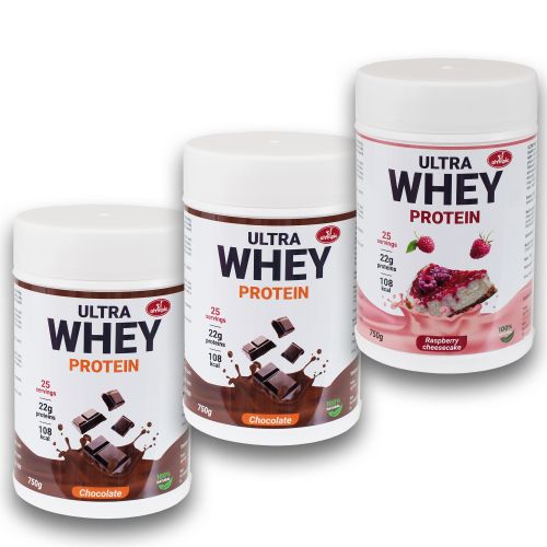 Olympic Ultra Whey protein 840g Čokolada, Čokolada, Malina Čiz-kejk, 3 komada