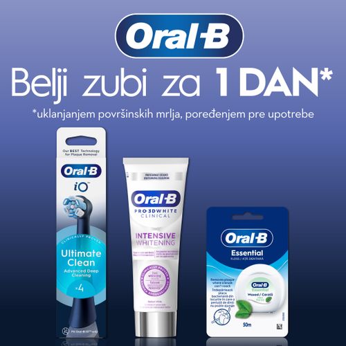 Oral-B iO Ultimate Clean zamenski nastavci 4kom + pasta za zube PRO 3D White 75ml + konac voskirani mint 50m