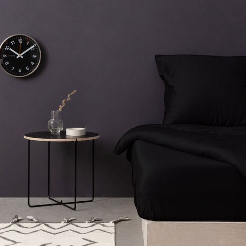 De Black Black Satin Super King Fitted Sheet