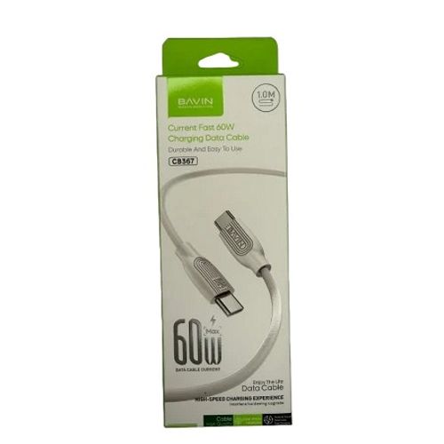 Bavin kabl 60W Type C na Type C 1m bela - CB367