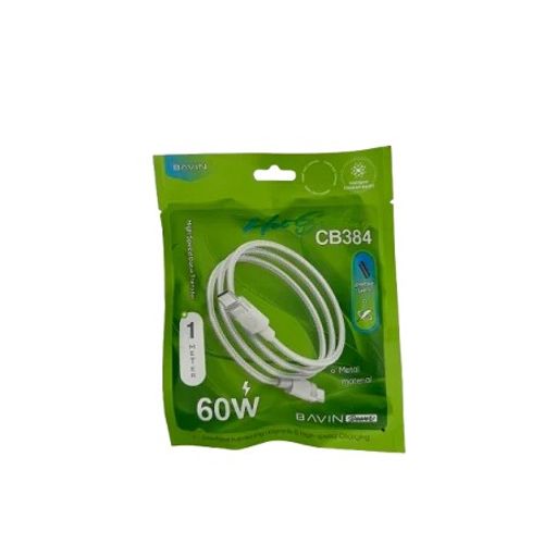 Bavin kabl pleteni 60W 1m Type C-Type C bela - CB384CC