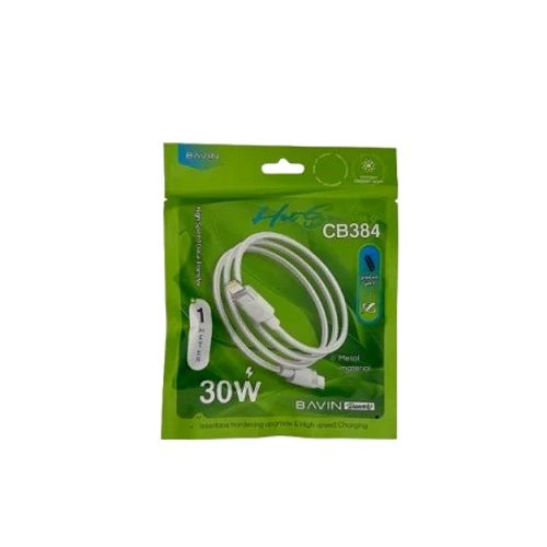 Bavin kabl pleteni 30W 1m Type C-Lightning bela - CB384PD