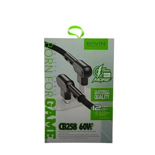 Bavin kabl 90° 60W 1,2m Type C-Type C bela - CB258CC