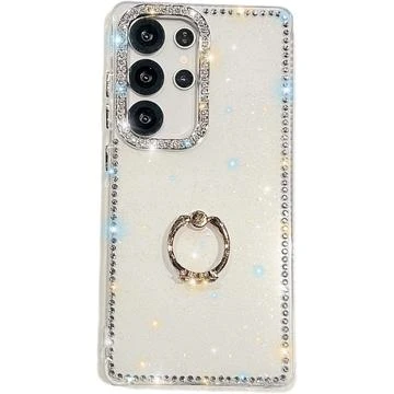 SAMSUNG GALAXY S25 ULTRA CRYSTALGLOW HYBRID CASE WITH RING HOLDER - WHITE