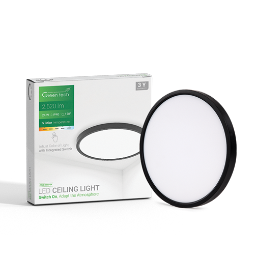 LED PLAFONJERA 24W 3000K-3500K-4000K-5000K-6500K FI40cm 5CCT CRNA GREEN TECH
