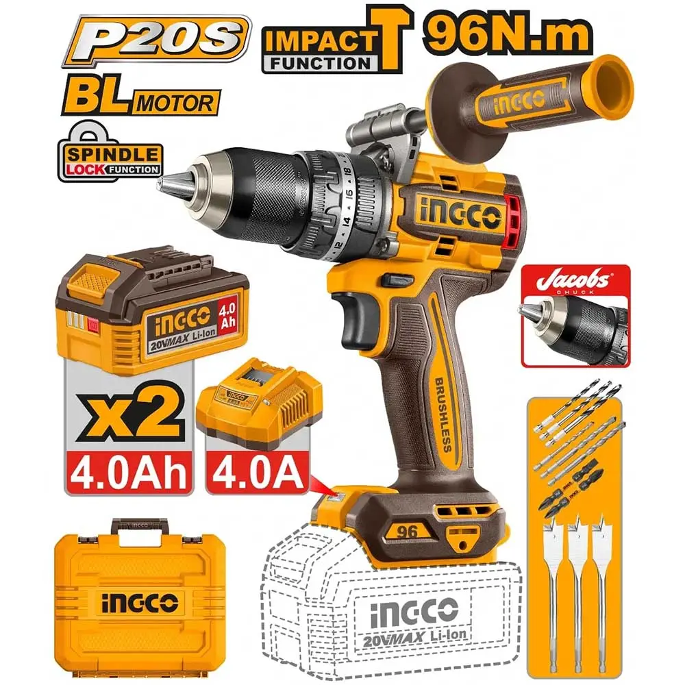 CIDLI209686E AKU UDARNA BUŠILICA 96NM 2X4AH SUPER INGCO NOVO