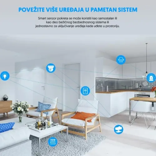TUYA WI-FI SMART SENZOR POKRETA,WIFI,TUYA APP.,UGAO DETEKCIJE 128°,BELA