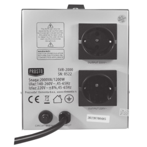 PROSTO STABILIZATOR NAPONA 2000VA SVR-2000