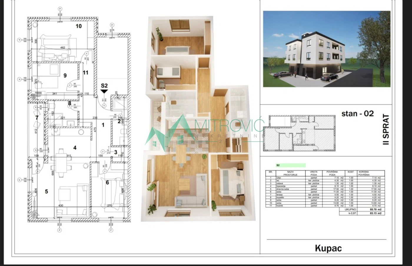 Četvorosoban stan na prodaju, Veternik, Novi Sad, 83m², 162.680 €