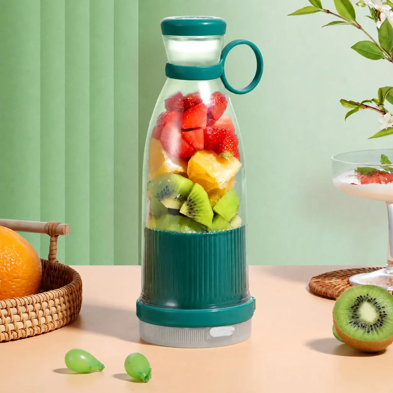 Homemates Prenosivi blender, 380 ml, Zeleni