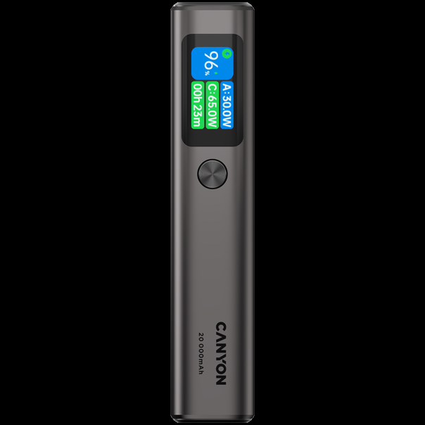 CANYON Power bank OnPower 230 TFT 20000 mAh PD130W, siva