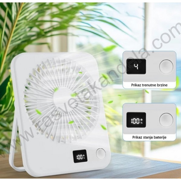 Stoni USB beli mini ventilator sa displejem