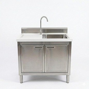 Inox sudopera sa radnom površinom i kabinetom 1000x600x850mm