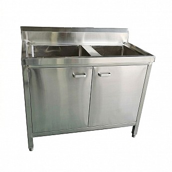 Inox sudopera sa dva korita i kabinetom 1000x700x850mm