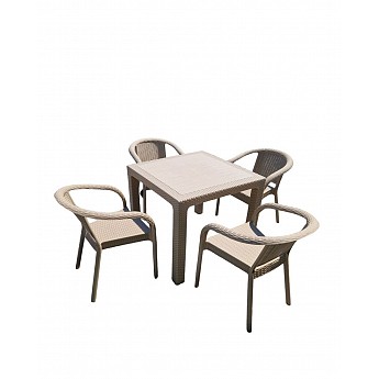 Baštenski set Cane (Sto 90x90 + 4 stolice) - Bež