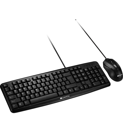 Canyon Komplet žičana tastatura(membranski tasteri) sa mišem(1000dpi) crna boja | CNE-CSET1-AD