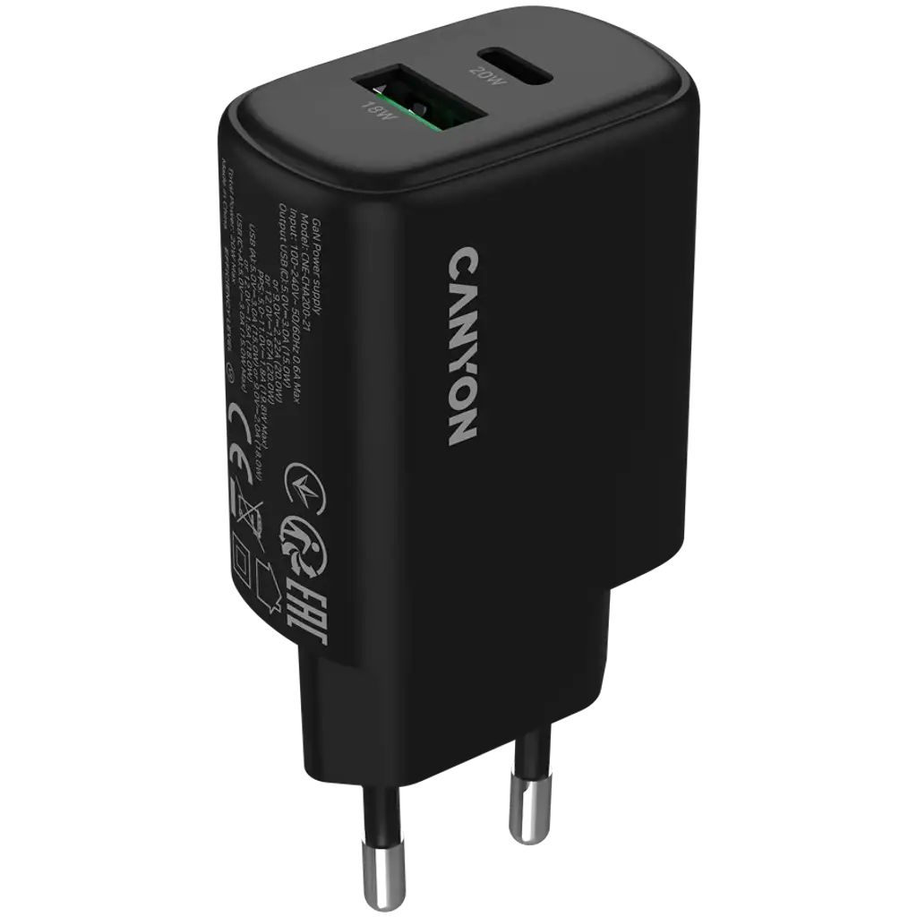 Canyon OnCharge 200 USB-A / USB-C 20W kućni punjač