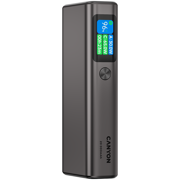 CANYON power bank OnPower 230 TFT 20000 mAh PD130W Dark Grey