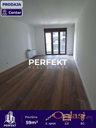 Centar novogradnja, 59m2, II, dvoiposoban