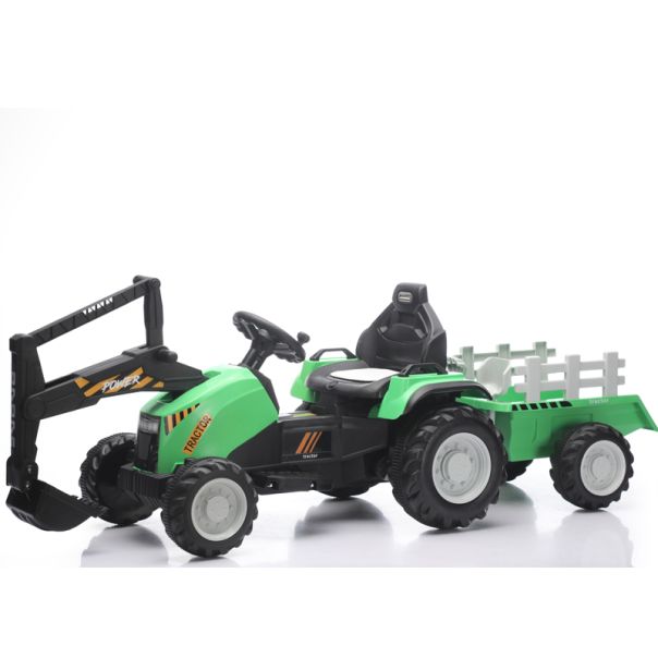 PREMIUM STIL Traktor sa prikolicom i pokretnom kašikom Zeleni