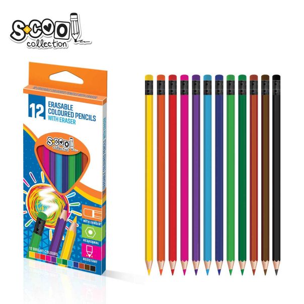 S-COOL Drvene bojice sa gumicom SC1481, set 1/12