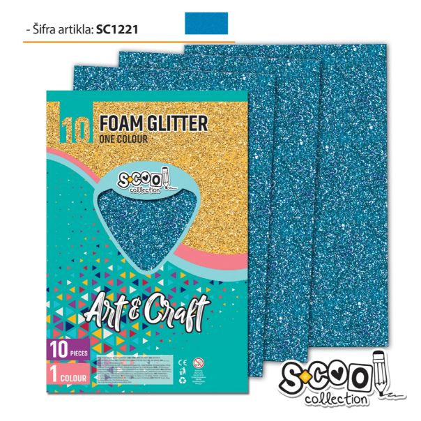 S-COOL Eva pena gliter svetlo plava, set 1/10 sc1221