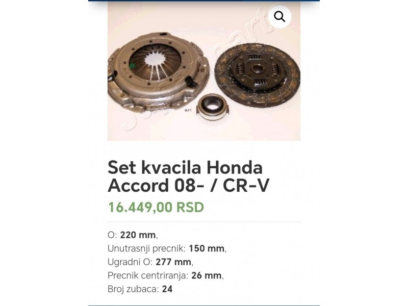 Set kvacila za Hondu
