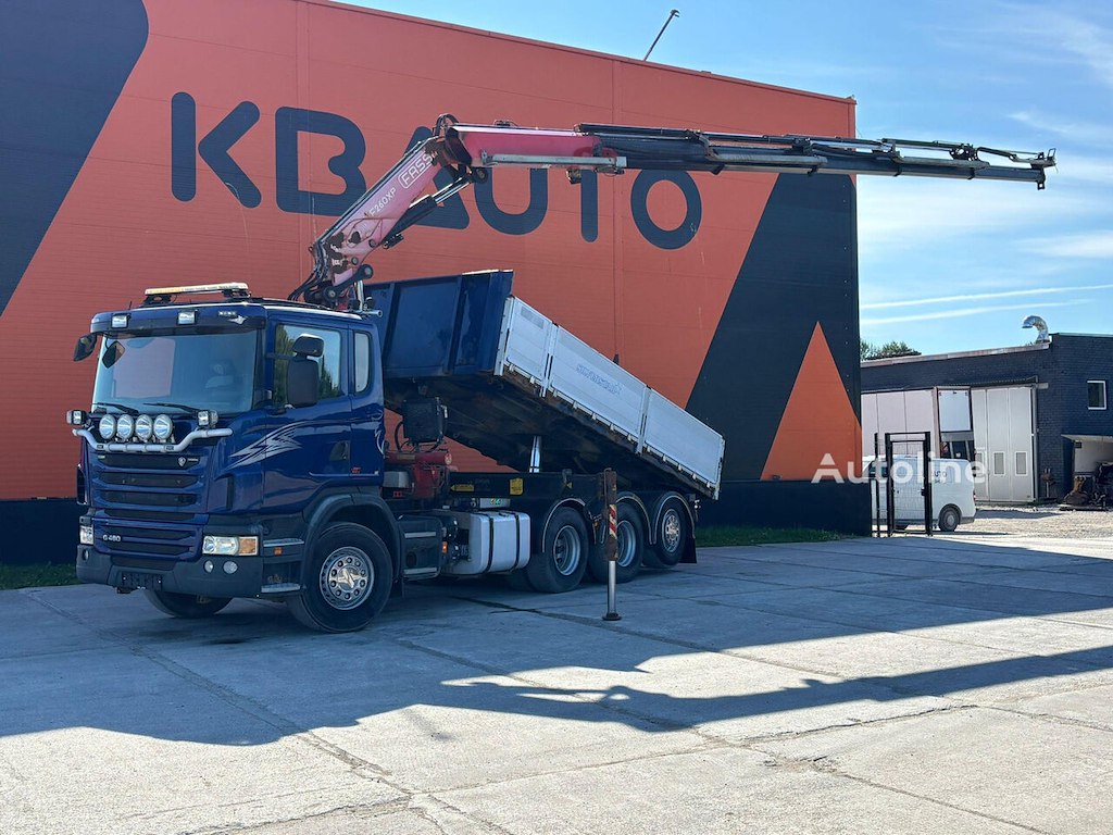 Scania G 480 8x4*4 FASSI F260XP + JIB + GRAB / BOX L=5639 mm kiper