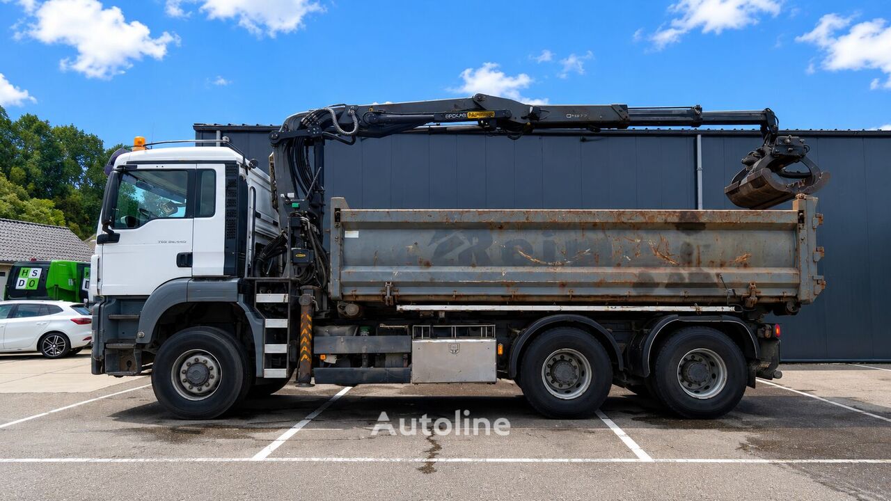 MAN TGS 26.440 6x6 cable system tipper truck with palfinger Q 180Z c kiper
