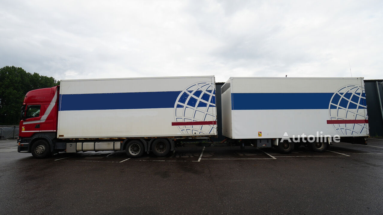 Scania R 400 6x2 closed box in combo with trailer kamion furgon