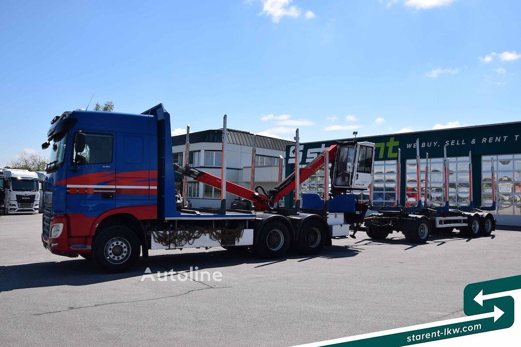 DAF XF 530 6x4 Kran Palfinger M120L97 + Gsodam 3 Achs EZ 2024 kamion za prevoz drva + šumarska prikolica