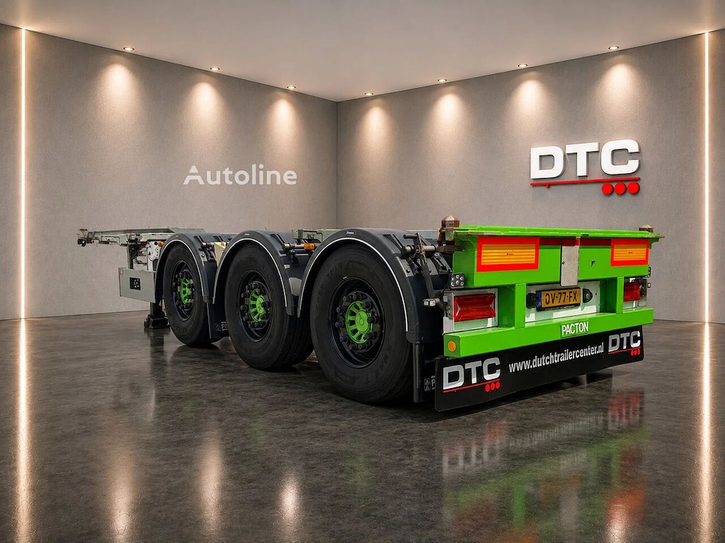 Pacton containerchassis | Fusee-as | Schuifkop | Geschoopeerd poluprikolica za prevoz kontejnera