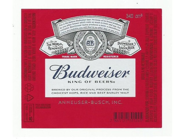 BUDWEISER pivska etiketa iz Ekvadora