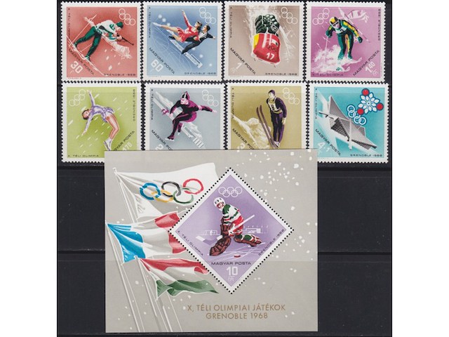 Mađarska 1968 Zimska olimpijada u Grenoblu serija i blo